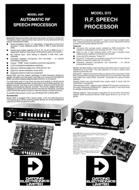 DATONG ELECTRONICS CATALOGUE 1985 amateur shortwave radio accessories £ ...