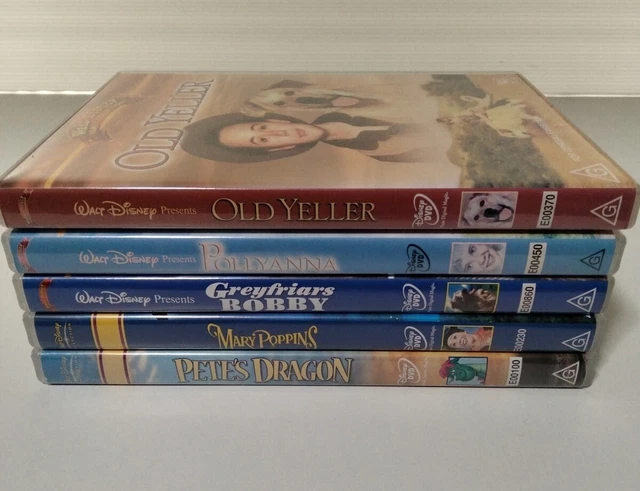 5 X WALT Disney Family Collection DVD Movie Bundle R4 Yeller Pollyanna ...