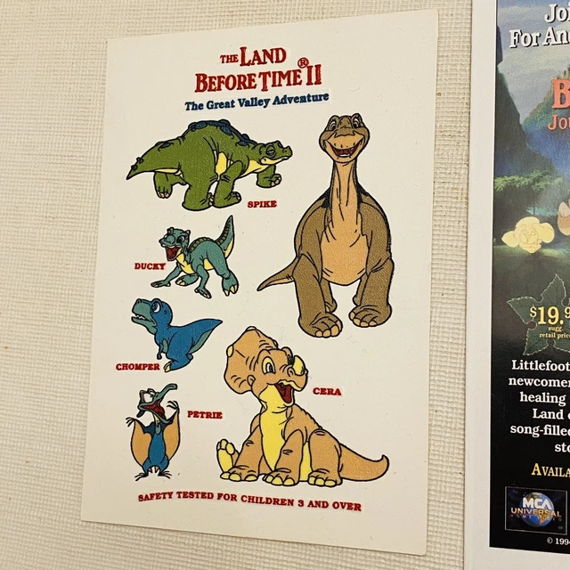 VINTAGE 1994 THE Land Before Time VHS Character Stickers Reusable ...