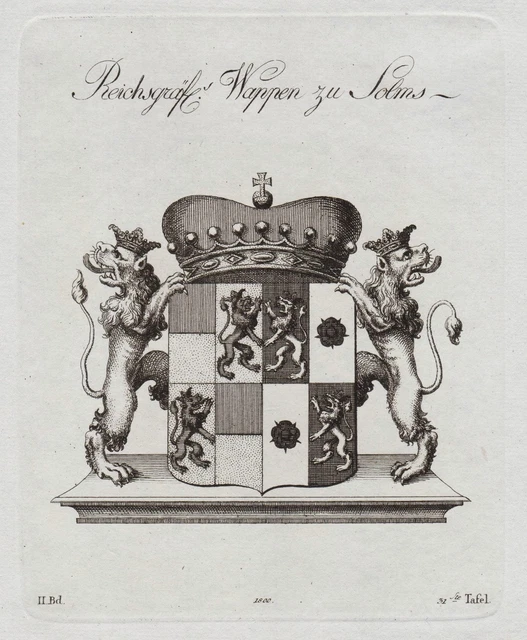 SOLMS WAPPEN ADEL coat of arms heraldry Heraldik Kupferstich 1800 EUR ...
