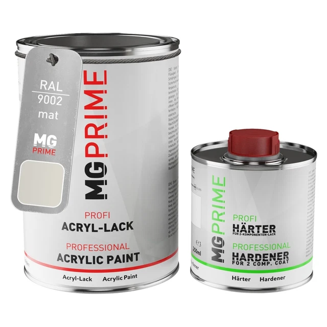 RAL 9002 BLANC gris Grey white mat peinture acrylique 1,5L durcisseur y ...