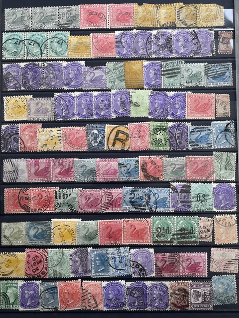 VINTAGE AUSTRALIA STAMP Stock Book Page Multiple Eras & Values. 107 ...