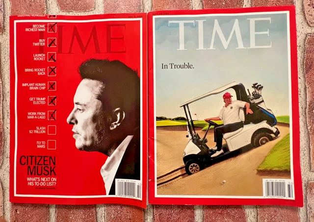 TIME MAGAZINE &TRUMP in Trouble & Citizen Musk" 2024 Issues £14.15 ...