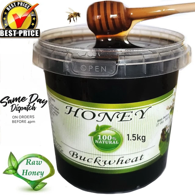 1.5 KG NATURAL BUCKWHEAT RAW HONEY 100% ORGANIC - UNPROCESSED - NEW ...