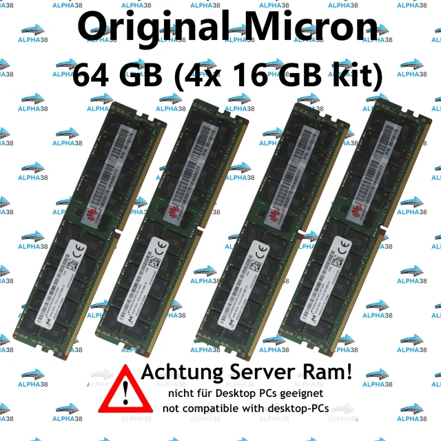 MICRON 64 GB (4x 16 GB) 2133 DDR4 ECC Supermicro X10DRT-HIBF Server RAM ...
