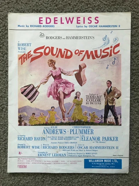 THE SOUND OF Music Edelweiss Easy Piano Sheet Music Score Original ...