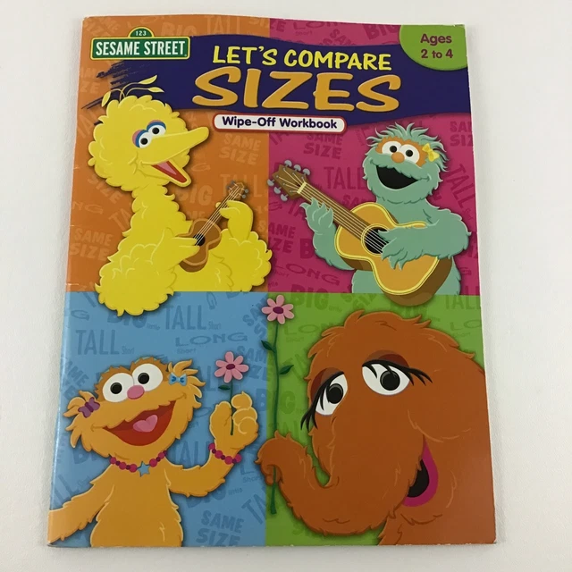 SESAME STREET LET'S Compare Sizes Wipe Off Workbook 2005 Learning ...