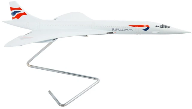 BAC BRITISH AIRWAYS Concorde Desk Display Supersonic Jet Model 1/100 ES ...