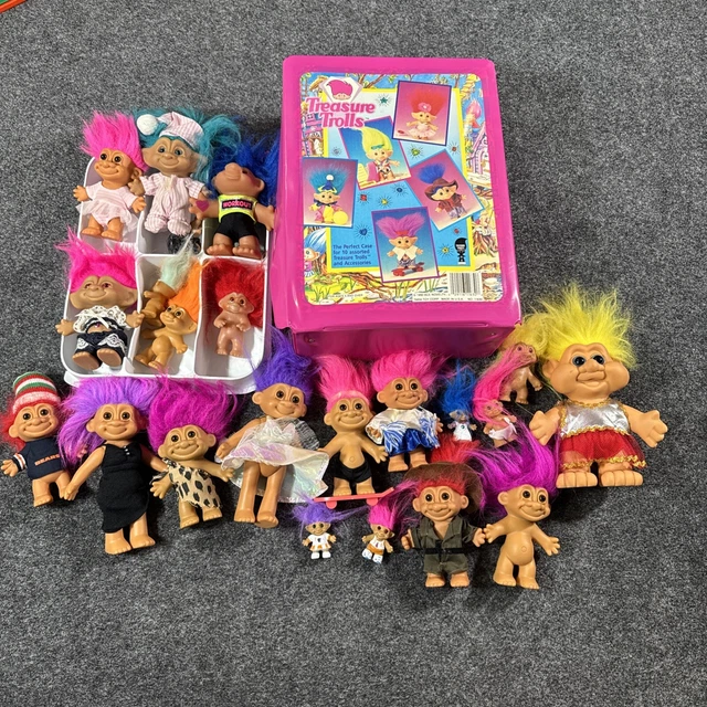 VINTAGE TREASURE TROLLS Carrying Case and Mix Trolls Lot ACE Novelty ...