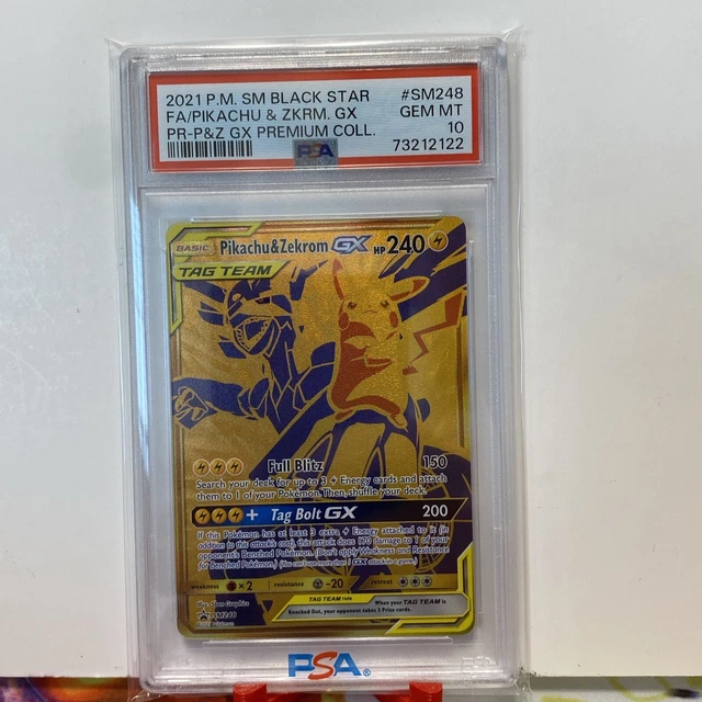 POKEMON PIKACHU & Zekrom GX Premium Coll. Full Art Promo SM248 PSA 10 gemmes comme neuf EUR 44 ...