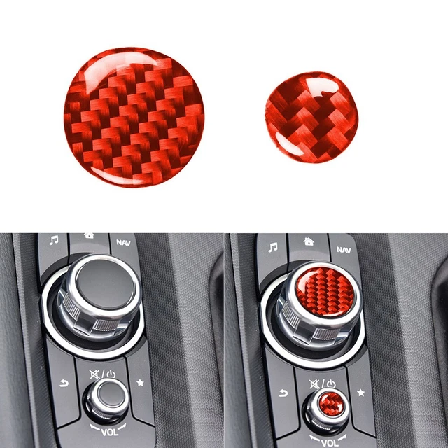HOUSSE BOUTON MULTIMÉDIA unique en fibre de carbone rouge garnitures pour Mazda EUR 7,31 ...