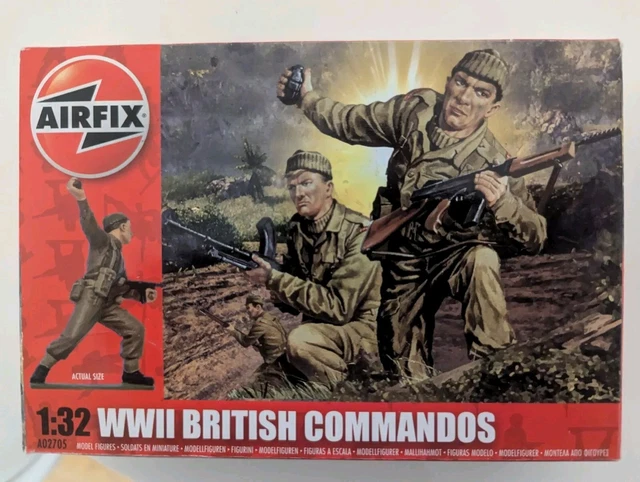 AIRFIX WW2 BRITISH Commandos 2/32 Scale 14 Brand New Dark Green Figures ...