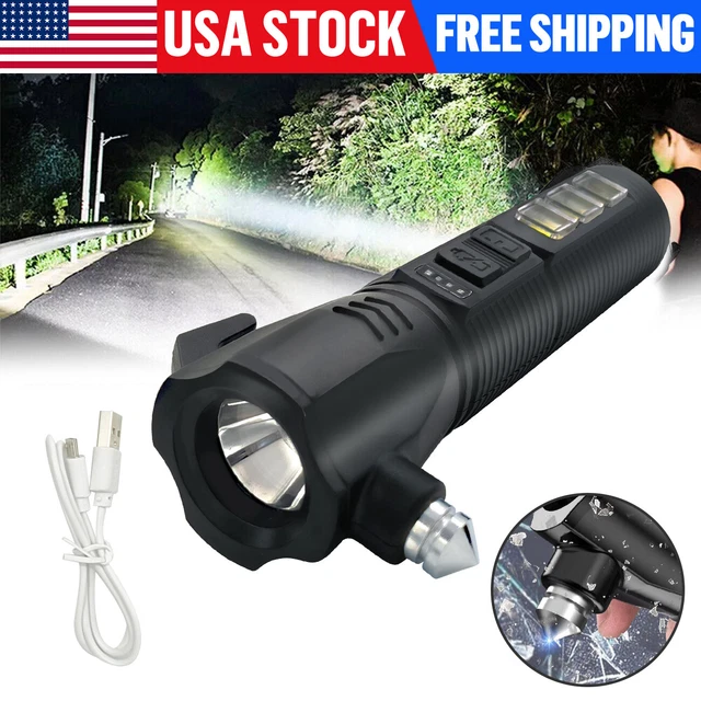 MULTI-FUNCTION OUTDOOR USB Emergency Flashlight Tactical Torch W ...