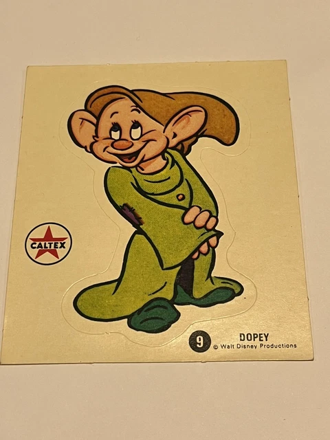 VINTAGE DOPEY DWARF sticker Snow White 7 Dwarves Caltex No. 9 $11.00 ...