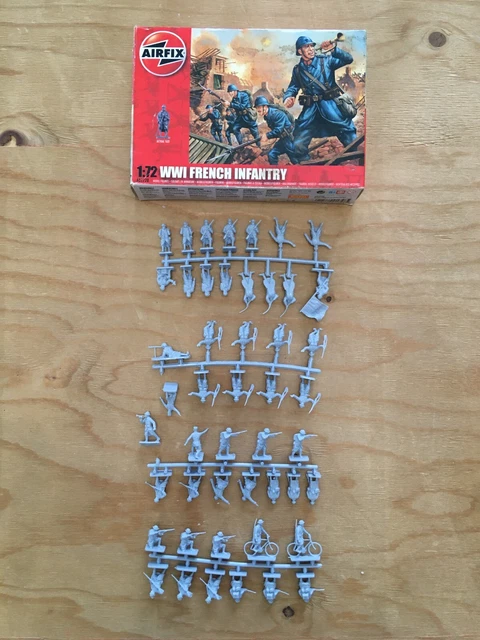 AIRFIX WW1 FRENCH Infantry Soldiers 1/72 H0 00 - 48 pieces on Sprues ...