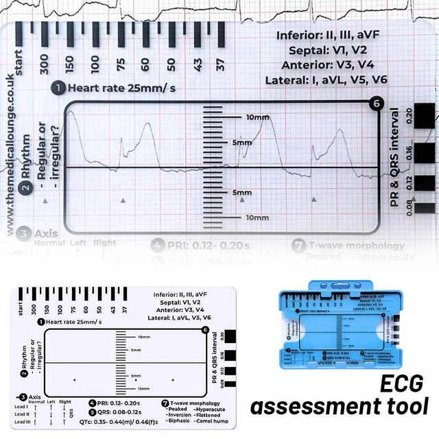 ECG 7 STEP Ruler, ECG Ruler Plastic Ruler Measuring Tool Measuring ...