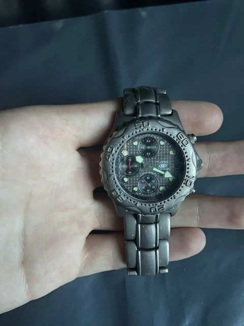 FOSSIL BLUE TI-5010 269912 Solid Titanium 200m Water Resistant Men’s ...