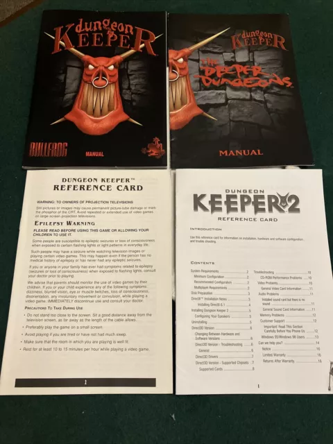 MANUALI DI DUNGEON Keeper e The Deeper Dungeons EUR 17,08 - PicClick IT