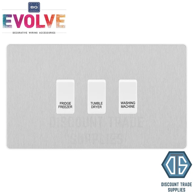 BG EVOLVE BRUSHED Steel Custom Appliance Grid Switch 3 Gang Screwless £ ...