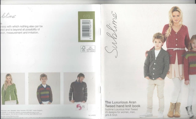 BOOK OF 25 knitting patterns for the family from Sublime No 670 in aran ...
