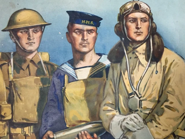 ORIGINAL SSAFA MILITARY WWII Poster - Soldiers Sailors Airmen - Armed ...