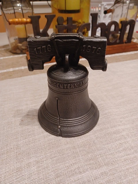 AMERICAN BICENTENNIAL 1776-1976 Liberty Bell Cast Iron Coin/Cash Bank ...