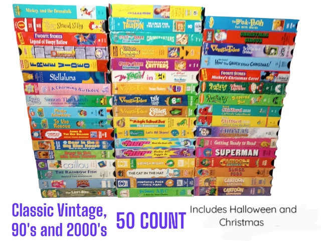 KIDS VHS MOVIE Huge Lot Assorted 50 Disney Nick Vintage Dora Veggie ...