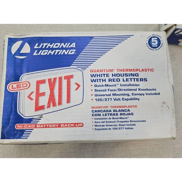 LITHONIA LIGHTING QUANTUM Quick Mount LED Exit Sign White Red Letters ...