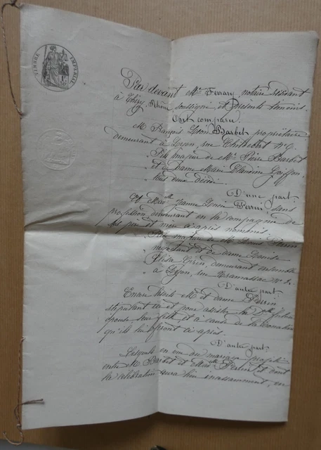 DOCUMENT CONTRAT DE Mariage . Epoque Second Empire. Rhône, année 1867 ...