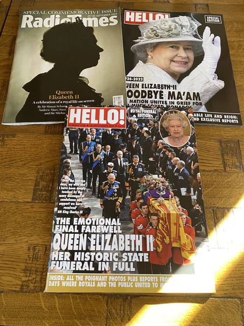 MAGAZINE BUNDLE TRIBUTE Death Of Queen Elizabeth II Hello x 2 and Radio ...