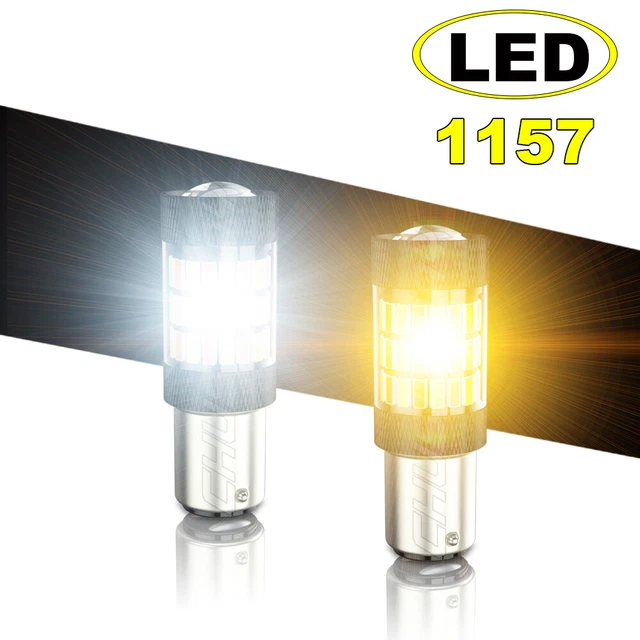2X WHITE/AMBER 1157 LED DRL Switchback Turn Signal Parking Light Bulb ...