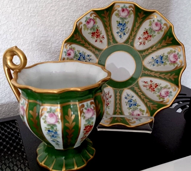 IMPOSANTE TASSE CHOCOLAT Et Sa Soucoupe LIMOGES D cor Main MP EUR 85 00