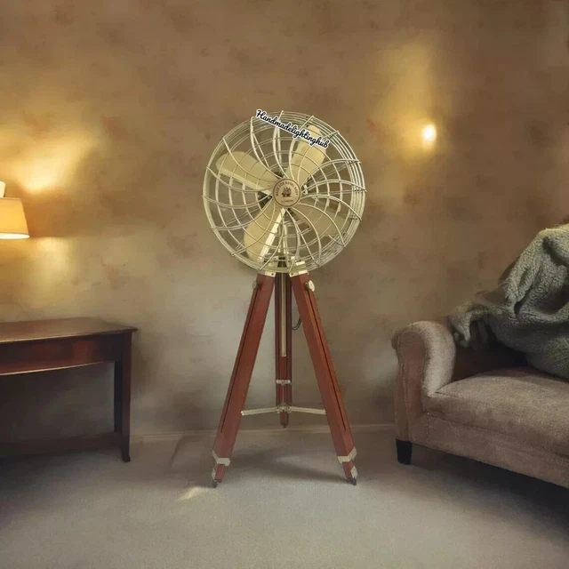 PEDESTAL BRASS FINISH Electric Floor Fan, Handmade Retro Style on ...