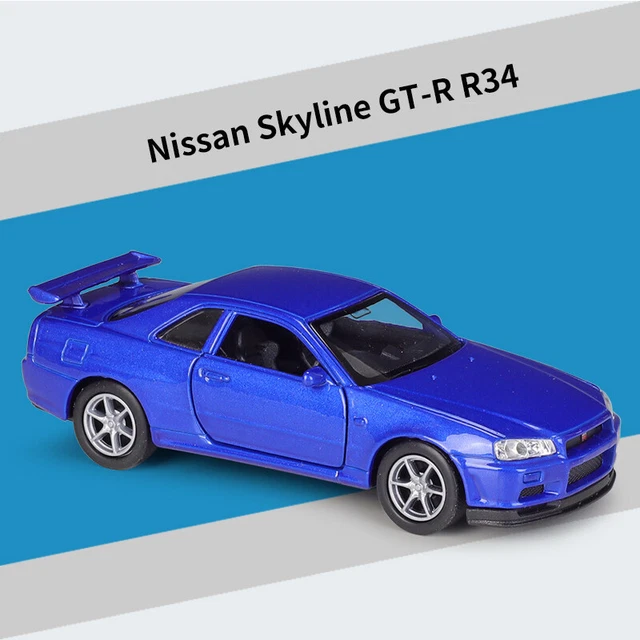 1:36 NISSAN SKYLINE GT-R R34 Model Car Diecast Toy Vehicle Kids Pull ...