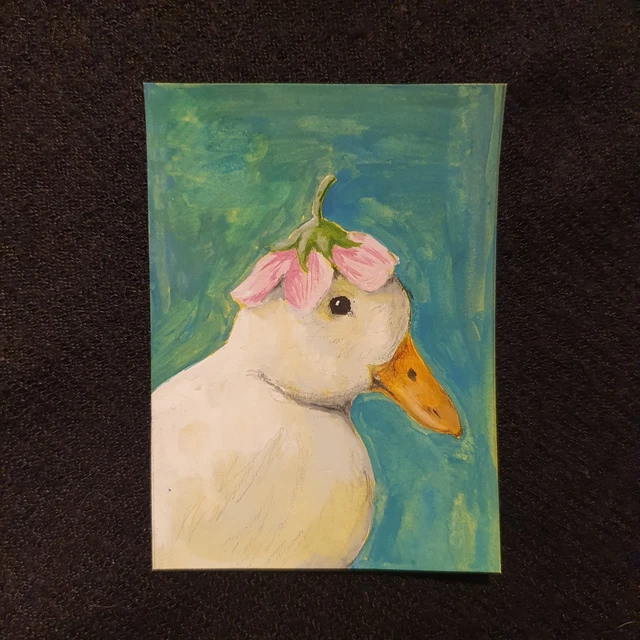 JASMINE FOLLOWS ACEO Original Painting FLOWER Duck £3.84 - PicClick UK
