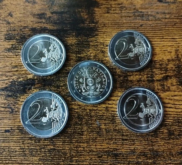 CITTÀ DEL VATICANO 2025 Lotto 5 Monete 2 Euro Papa Francesco Da ...