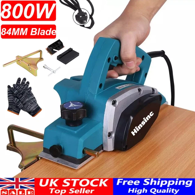 800W PORTABLE ELECTRIC Wood Planer 3-1/4'' Hand Held Woodworking Power ...
