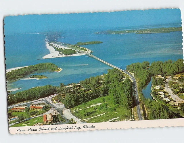 POSTCARD AERIAL VIEW Anna Maria Island and Longboat Key Florida USA $9. ...