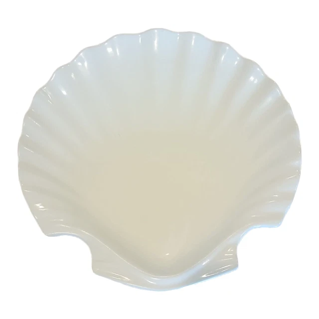 VINTAGE CERAMIC CLAM Shell Plate Large White Appetizer Serving Platter ...