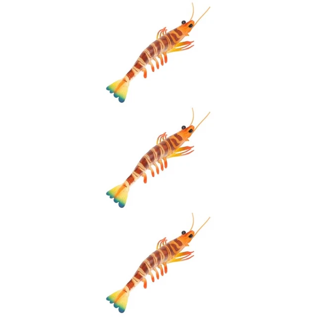 3PCS REALISTIC SHRIMP Figurine Simulation Shrimp Figure Plastic Marine ...