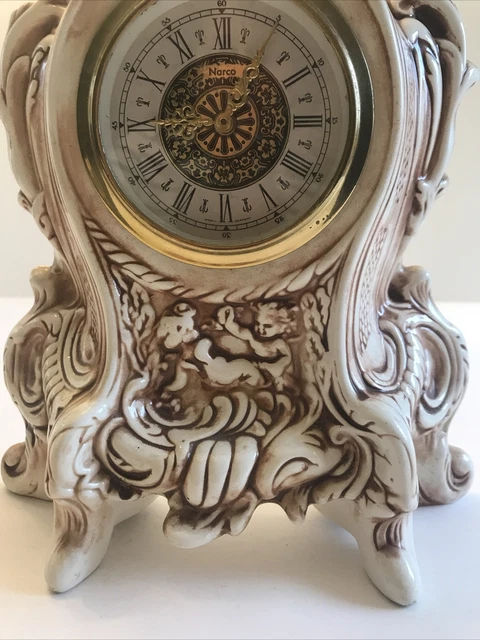 VINTAGE PORCELAIN NARCO Mantel Clock, Made in Germany, For Repair or ...