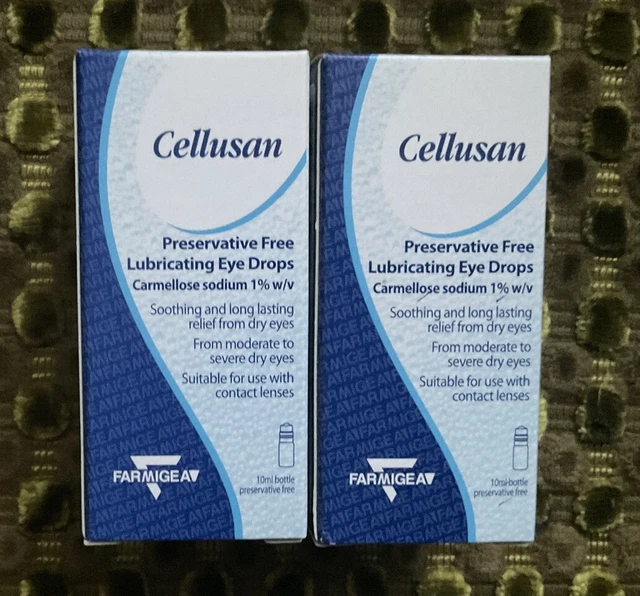 LUBRICATING EYE DROPS Preservative Free Dry Eyes Contact Safe Cellusan ...