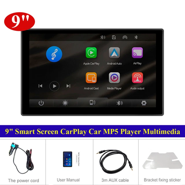 9 INCH CARPLAY Android Auto Smart Screen MP5 Player Monitor FM Music ...