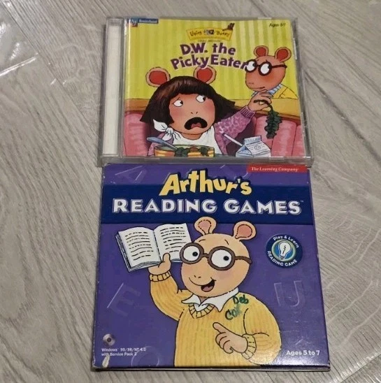 VINTAGE LOT OF Two Arthur PC Games, DW The Picky Eater, Arthur's ...