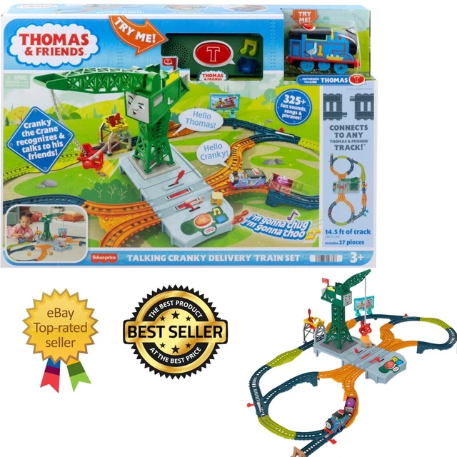 THOMAS & FRIENDS Motorized Train Set Talking Cranky Delivery Play Set ...