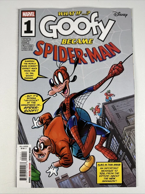 WHAT IF...? GOOFY Became Spider-Man #1 (2025) AF 15 Homage ~ Disney £3. ...