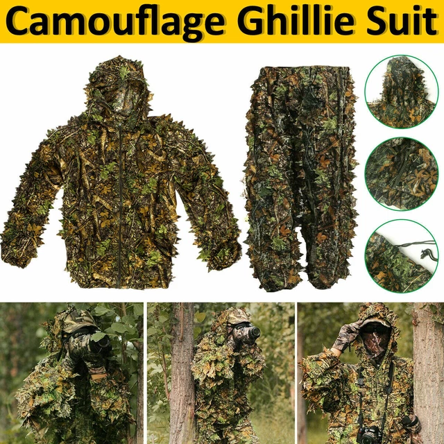 ADULT 3D LEAF Ghillie Suit Outdoor Woodland Camouflage Jungle Forest ...
