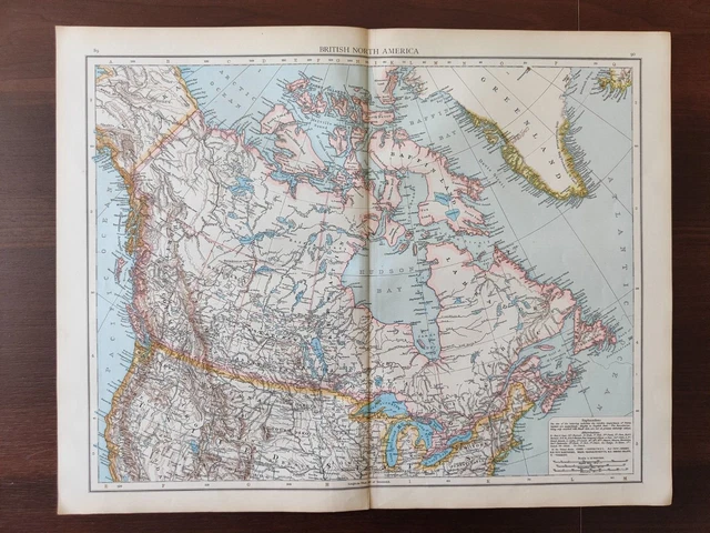 ANTIQUE ORIG. MAP-THE Times Atlas-British North America-General Map ...