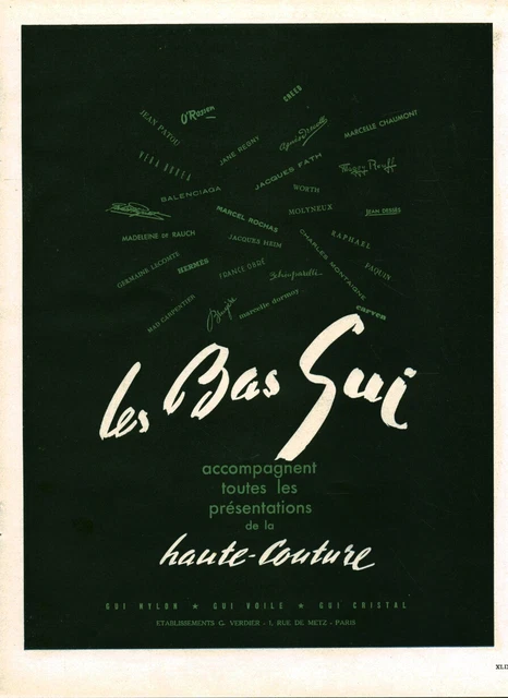 PUBLICITÉ ANCIENNE LES bas Gui 1949 issue de magazine EUR 7,50 ...