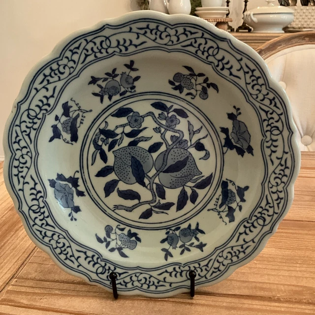 QIANLONG NIAN ZHI Celadon Blue Flowers Pattern Shallow Dish/plate £39. ...